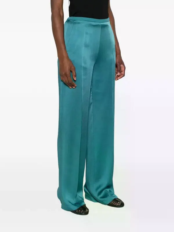 FORTE_FORTE Jade Satin Finish Wide Leg Trousers - Blue