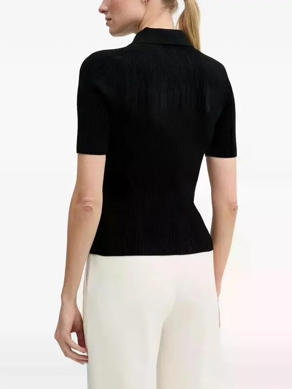Lacoste Ribbed-knit Half-zip Polo Top