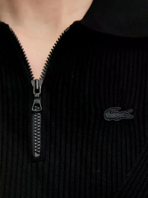 Lacoste Ribbed-knit Half-zip Polo Top