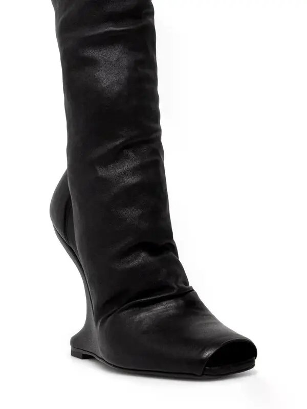 Rick Owens Thigh-high Sculptural Heel Open-toe Boots