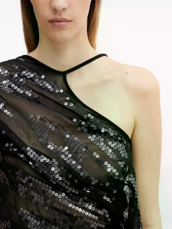 Rick Owens Asymmetric Sequin Embellished Top - Black