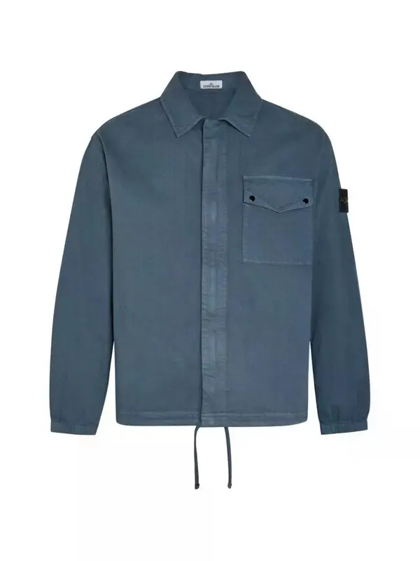 Stone Island Logo-patch Drawstring Shirt - Blue