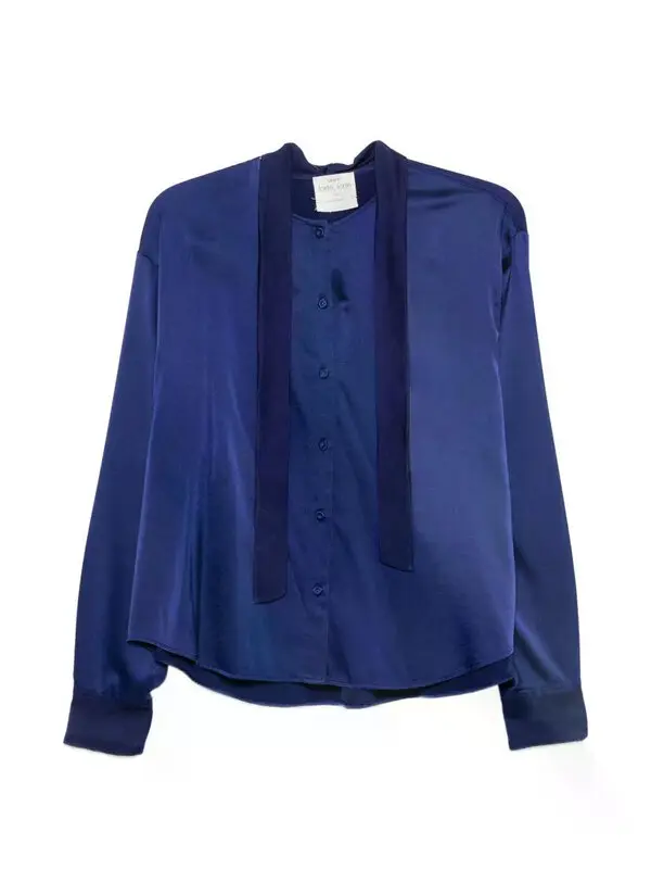FORTE_FORTE Satin Finish Button-up Shirt - Blue