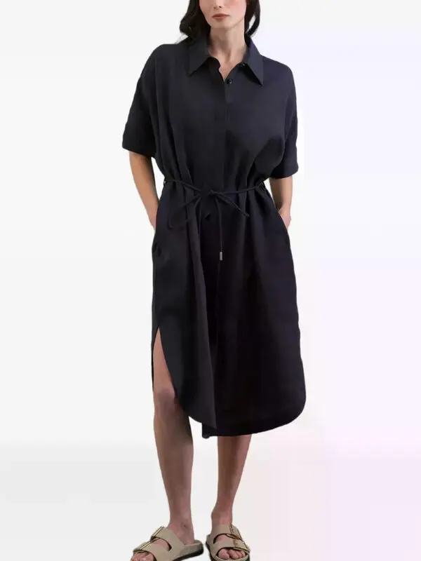 MOORER Linai-glx Belted Midi Dress - Blue