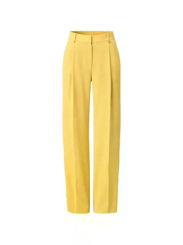 Elisabetta Franchi Logo Plaque Crepe Trousers - Yellow