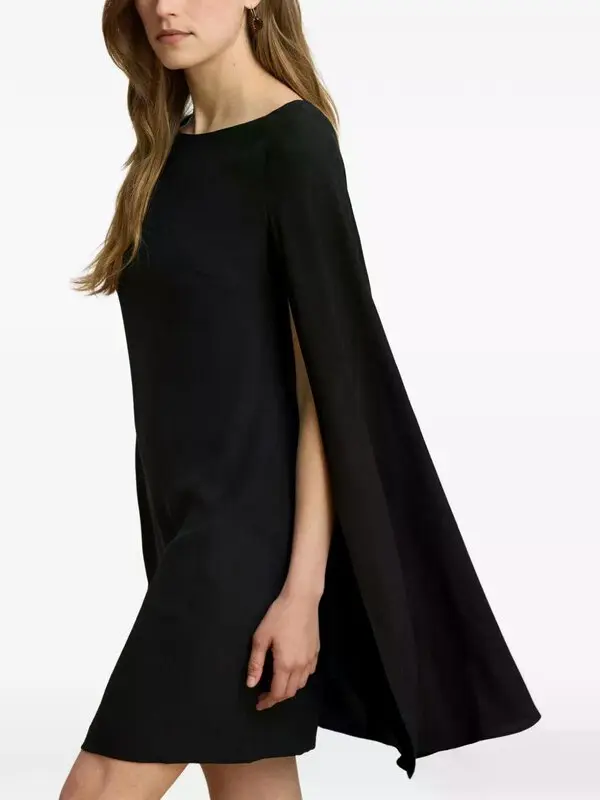 Ralph Lauren Georgette Textured Mini Dress With Cape Overlay