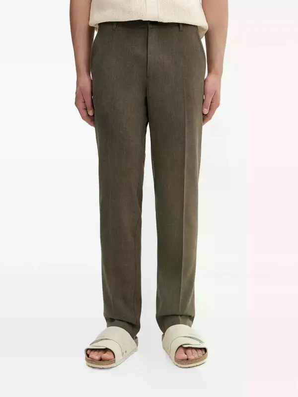 LES DEUX Logo-embroidered Pressed-crease Trousers