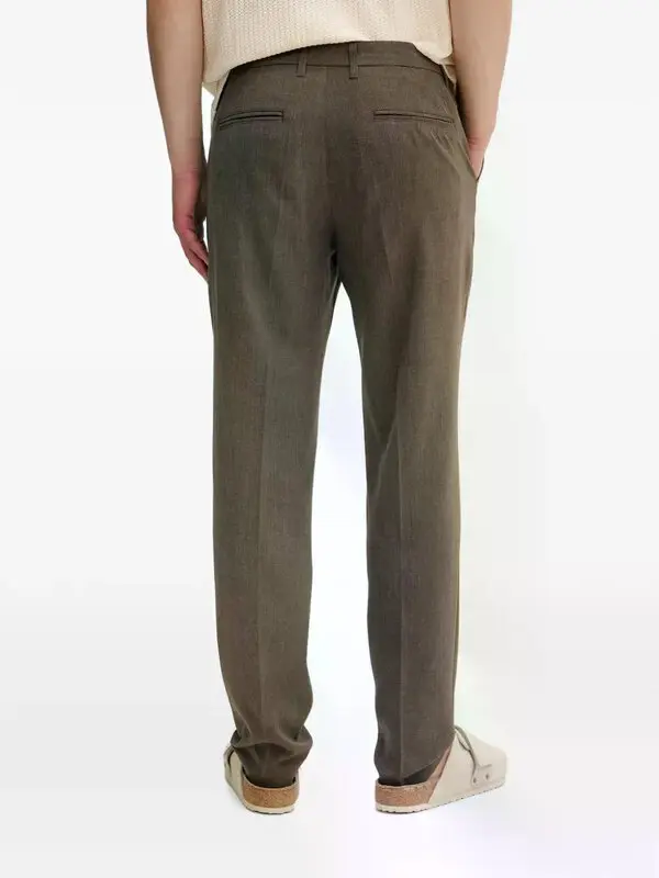 LES DEUX Logo-embroidered Pressed-crease Trousers