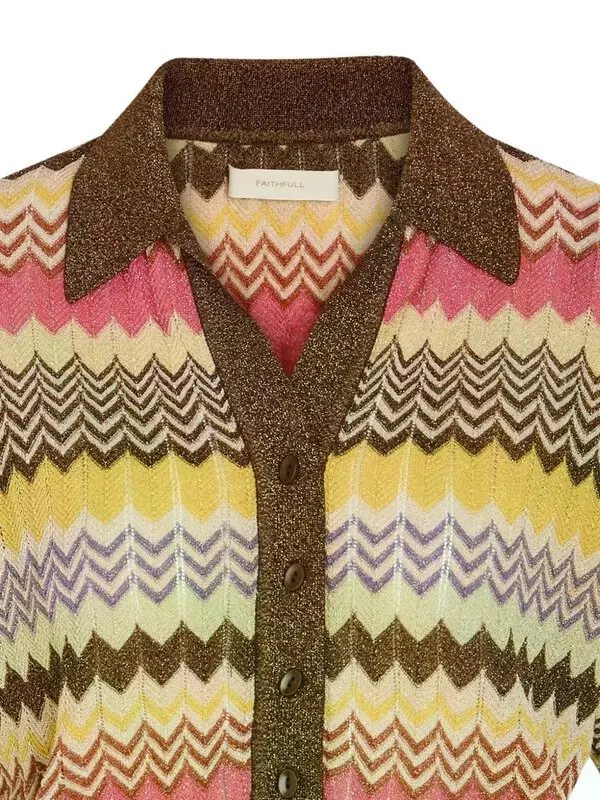 Faithfull The Brand Chevron Knit Polo Shirt - Pink