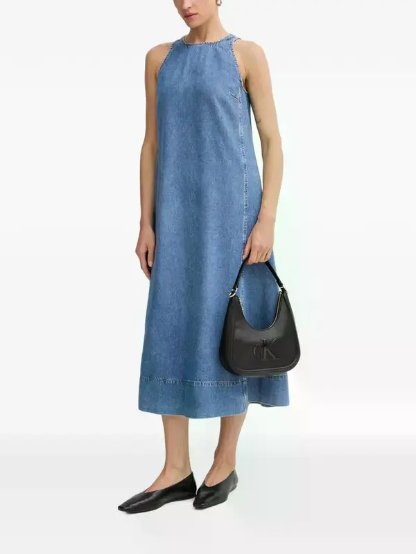 Marc O'polo Sleeveless Halterneck A-line Midi Dress - Blue