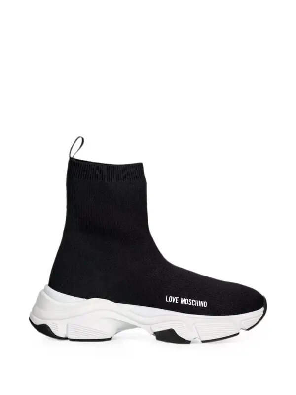 Moschino Logo Print Sock Sneakers - Black
