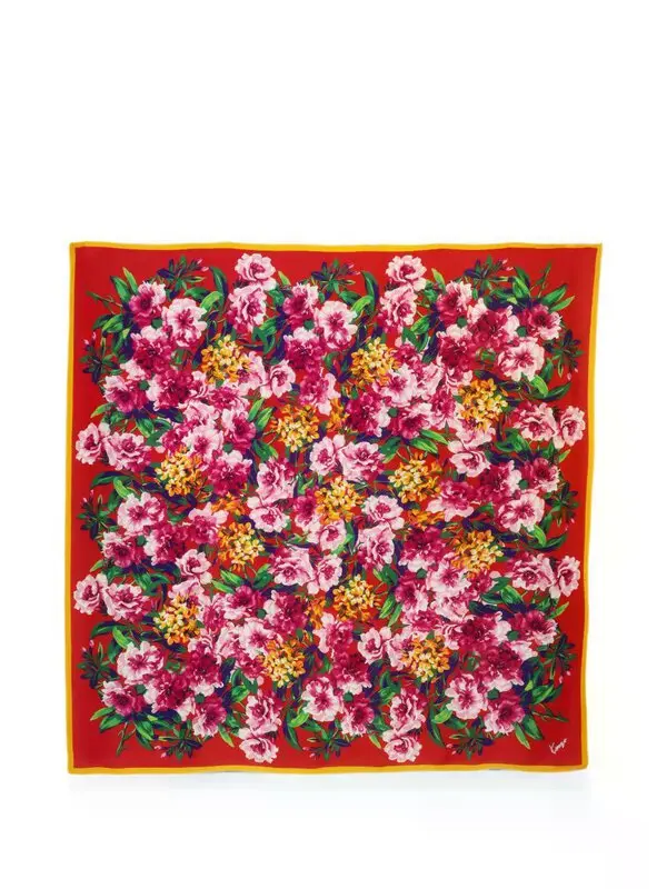 Kenzo Floral-print Silk Scarf - Red