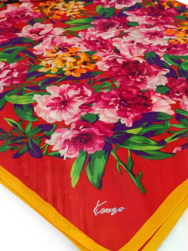 Kenzo Floral-print Silk Scarf - Red