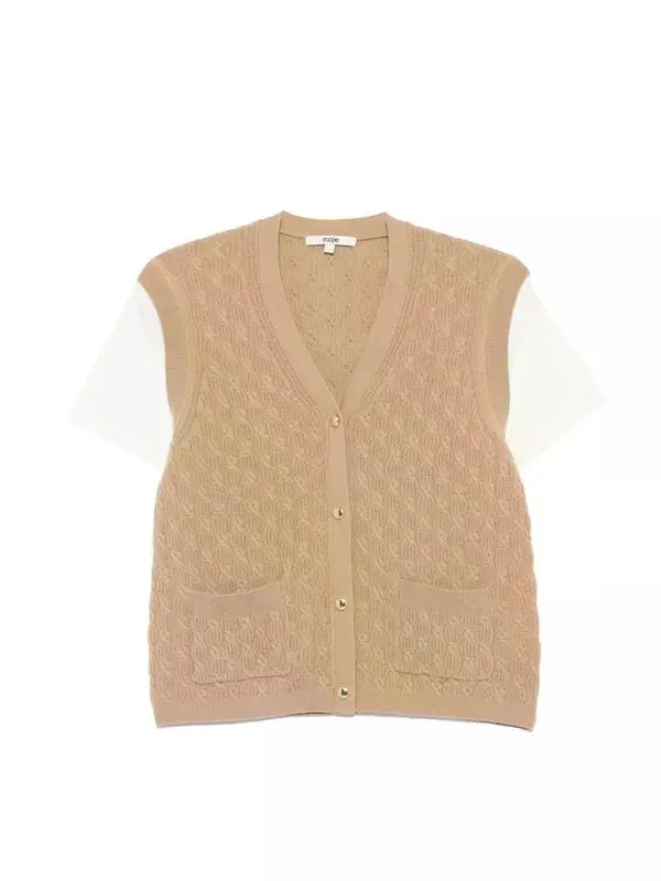 Maje Cable-knit Layered-effect Cardigan