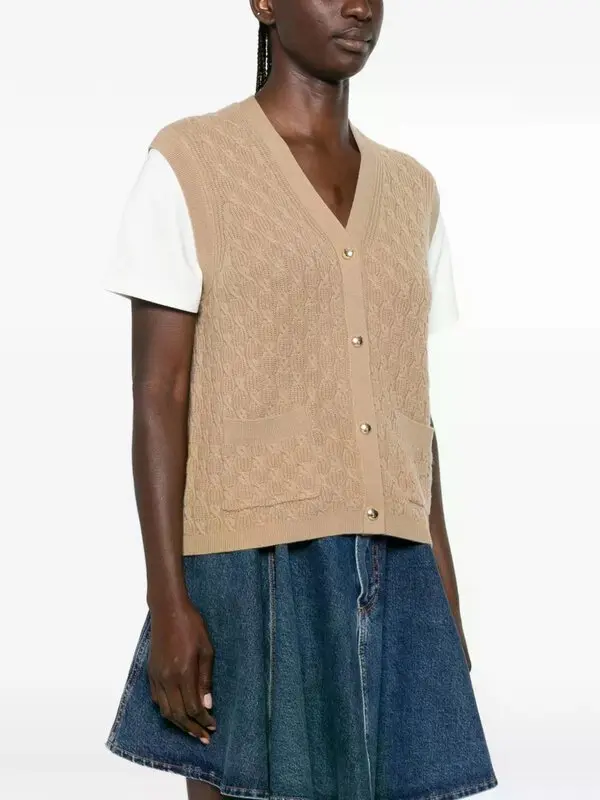 Maje Cable-knit Layered-effect Cardigan