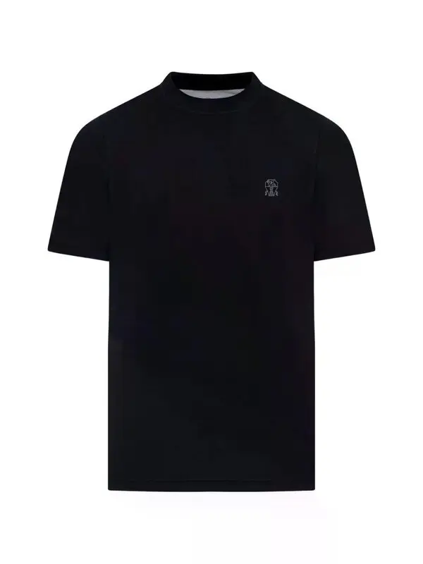 Brunello Cucinelli Logo-embroidered T-shirt - Blue