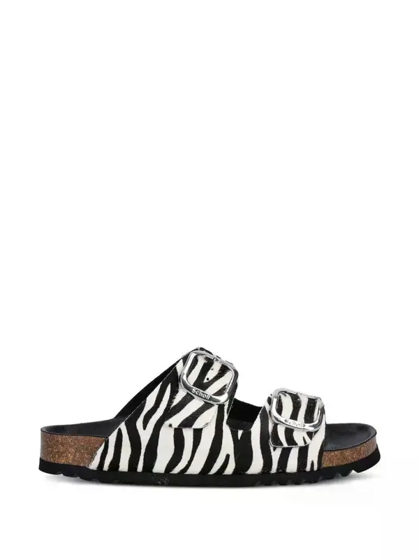 DR. SCHOLL'S SHOES Zebra-print Buckled Slides - White