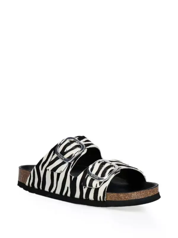 DR. SCHOLL'S SHOES Zebra-print Buckled Slides - White