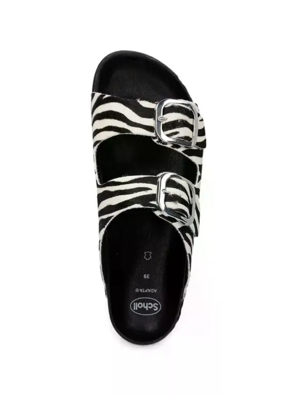 DR. SCHOLL'S SHOES Zebra-print Buckled Slides - White