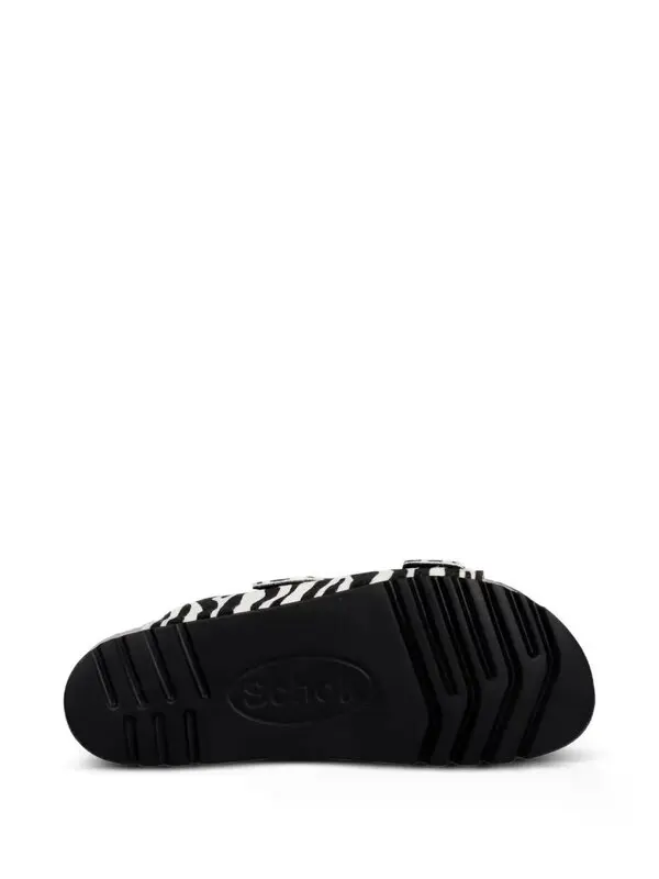 DR. SCHOLL'S SHOES Zebra-print Buckled Slides - White