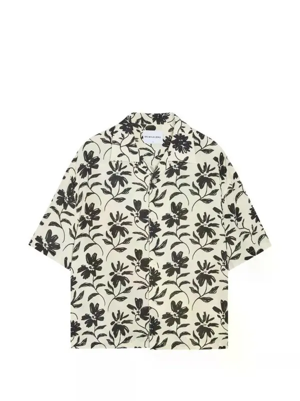 MKI MIYUKI ZOKU Floral-print Short-sleeve Shirt - Neutrals