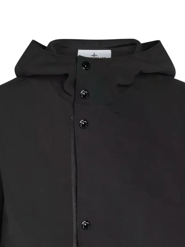 Stone Island Hooded Jacket With Compass Patch - Black