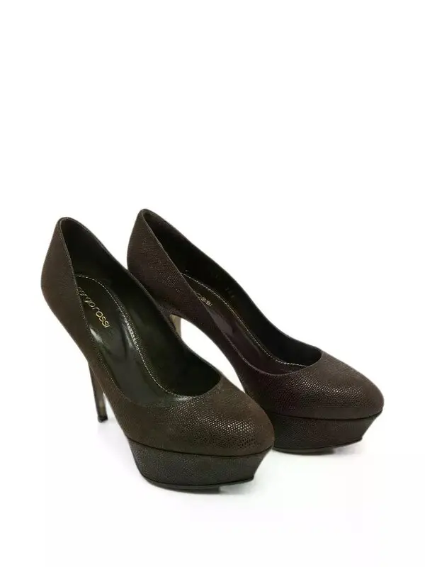 SERGIO ROSSI Karung Leather Platform Stiletto Heel Pumps - Brown