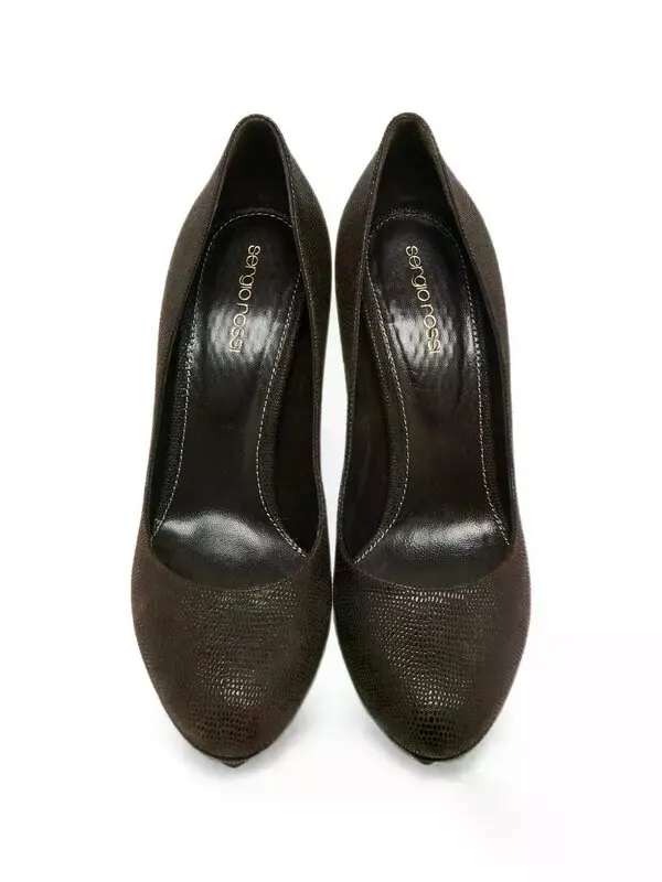 SERGIO ROSSI Karung Leather Platform Stiletto Heel Pumps - Brown