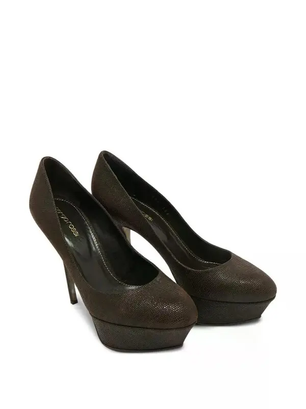 SERGIO ROSSI Karung Leather Platform Stiletto Heel Pumps