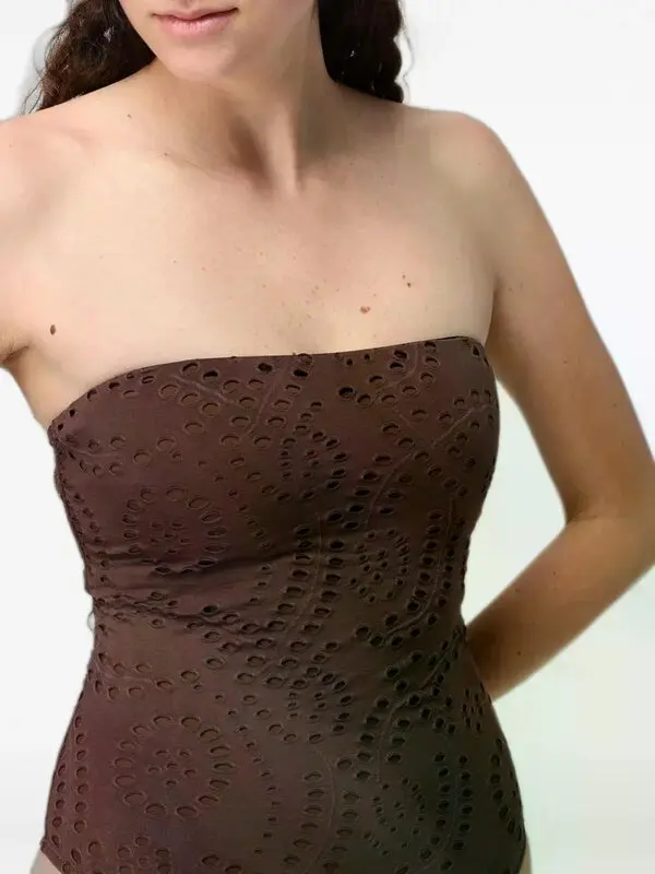 MC2 SAINT BARTH Broderie Anglaise Strapless Swimsuit