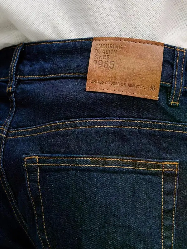 BENETTON Logo Patch Straight-leg Jeans