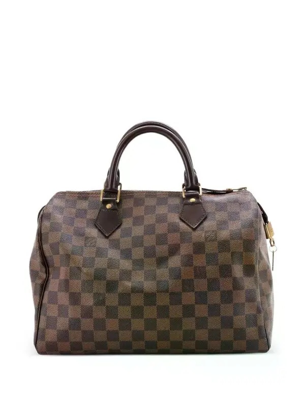 LOUIS VUITTON Speedy Handbag Damier 30 Satchel - Brown