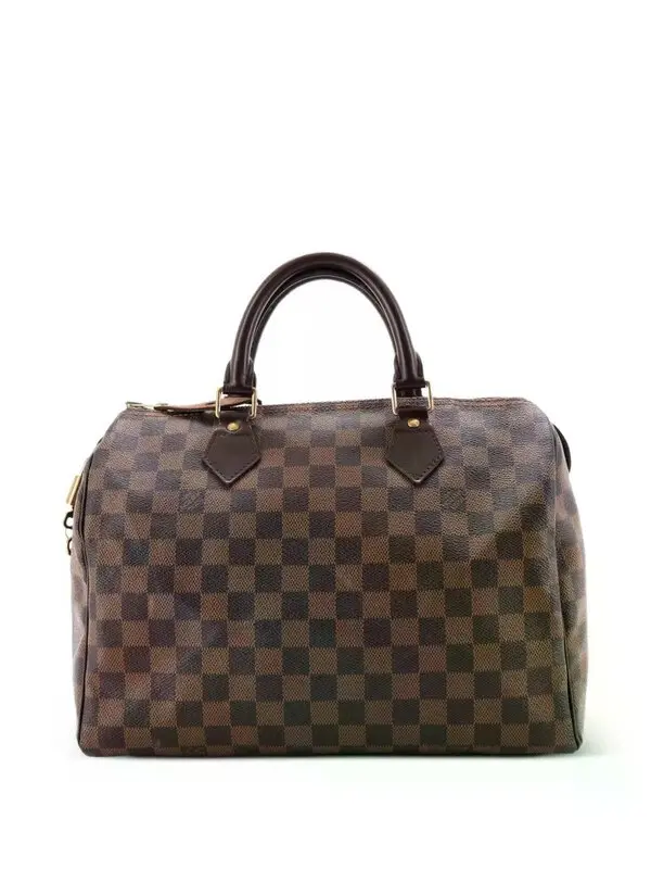 LOUIS VUITTON Speedy Handbag Damier 30 Satchel - Brown