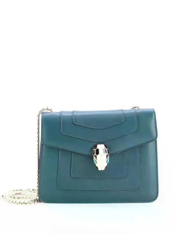 BVLGARI Serpenti Forever Square Shoulder Bag In Leather - Green