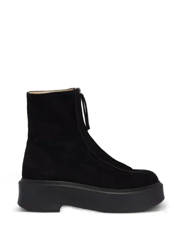 THE ROW Zip-up Suede Ankle Boots - Black
