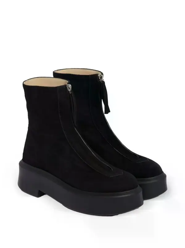 THE ROW Zip-up Suede Ankle Boots - Black
