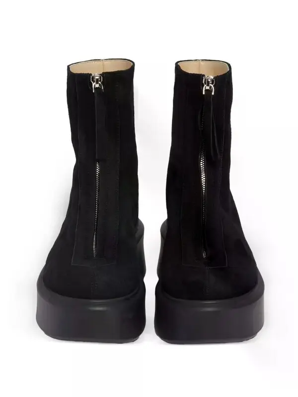 THE ROW Zip-up Suede Ankle Boots - Black