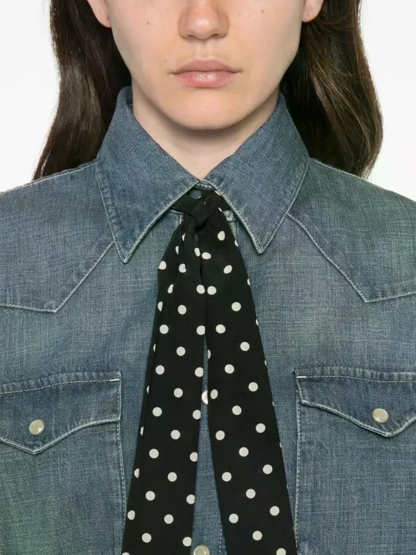 Valentino Garavani Polka-dot Tie Denim Midi Shirt Dress