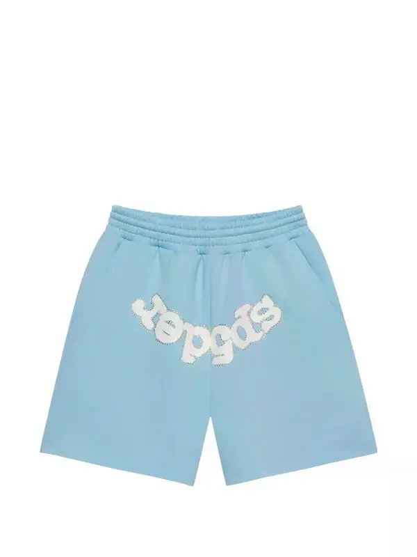 SP5DER Logo Print Jersey Shorts - Blue