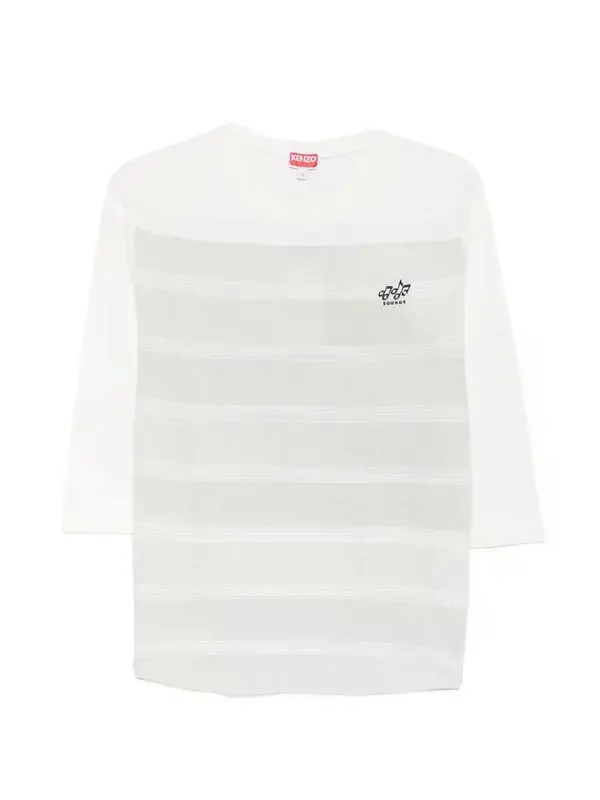 Kenzo Striped Three-quarter Sleeve Top - White