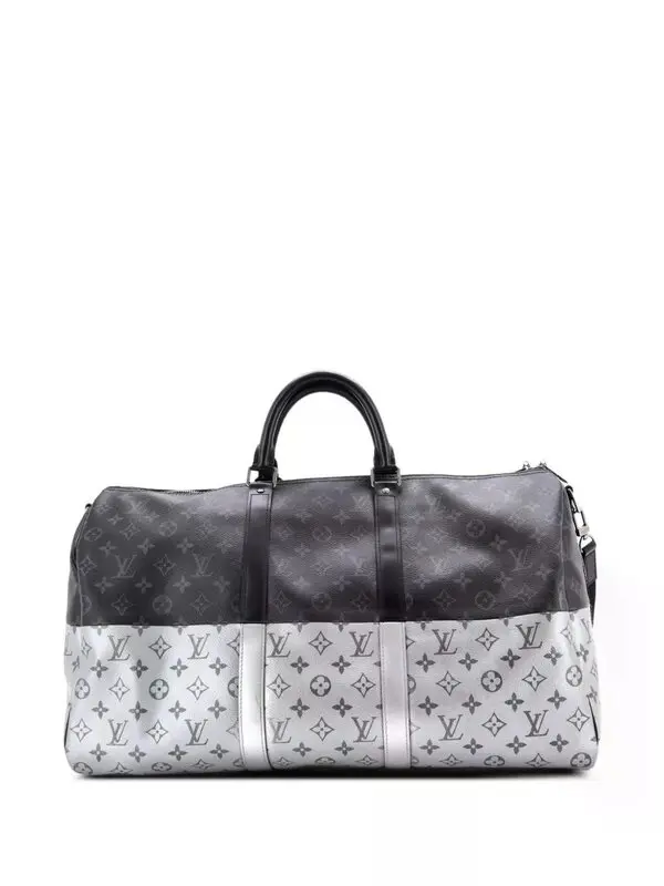 LOUIS VUITTON Keepall Bandouliere 50 Monogram Eclipse Split Canvas Travel Bag
