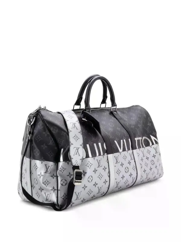 LOUIS VUITTON Keepall Bandouliere 50 Monogram Eclipse Split Canvas Travel Bag