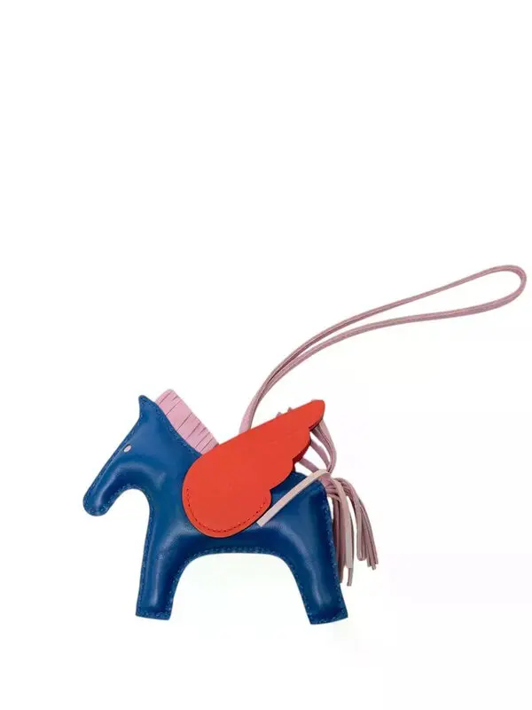 Hermès 2021 Milo Lambskin And Swift Grigri Rodeo Pegase Bag Charm Pm Key Chain - Blue