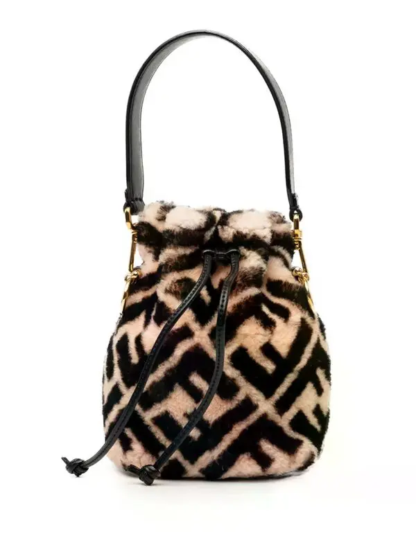 Fendi Mini Zucca Shearling Mon Tresor Bucket Bag - Neutrals
