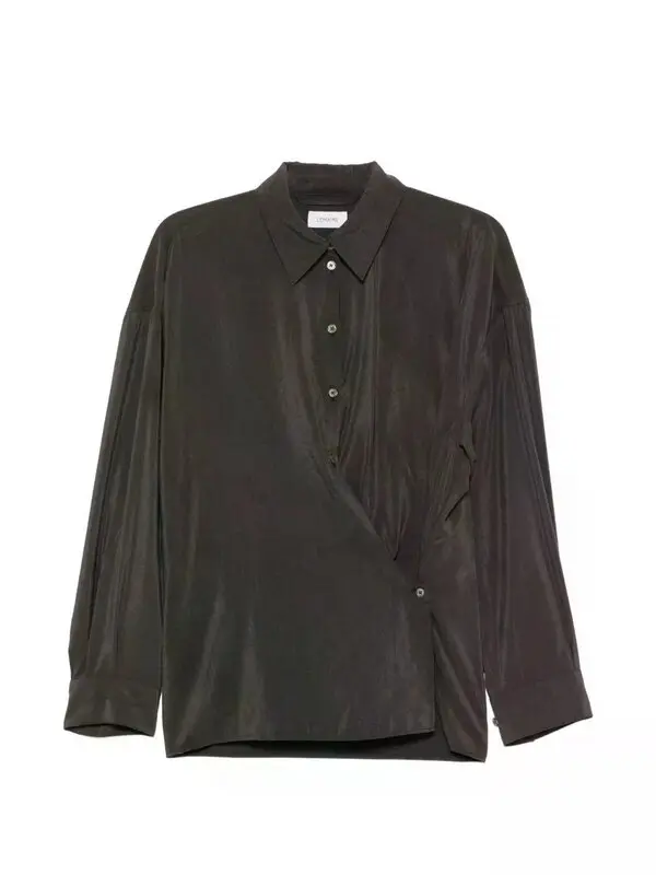 LEMAIRE Crinkled Texture Wrap Shirt - Brown