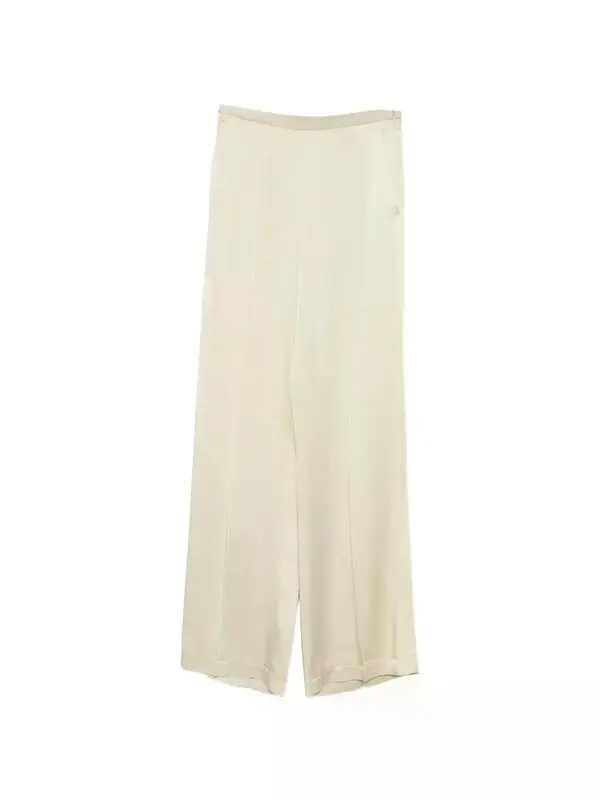 FORTE_FORTE Wide Leg Satin Finish Palazzo Pants - Neutrals