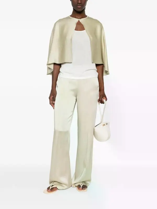 FORTE_FORTE Wide Leg Satin Finish Palazzo Pants