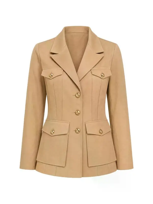 Elisabetta Franchi Single-breasted Jacket With Flap Pockets - Neutrals