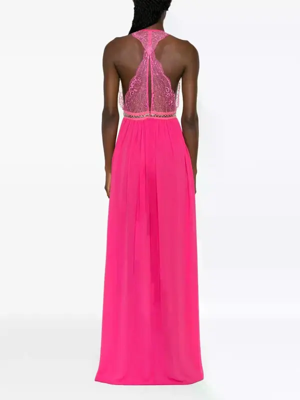 ANNA MOLINARI Lace Trim Embellished Maxi Dress