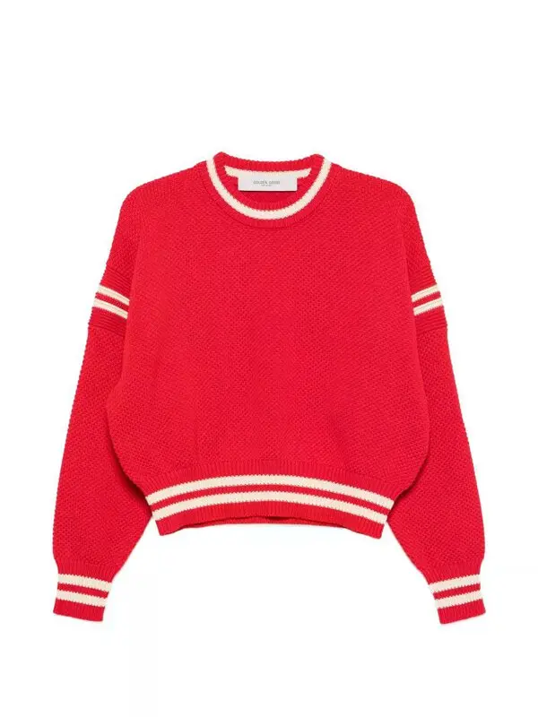 GOLDEN GOOSE Long Sleeve Round Neck Sweater - Red